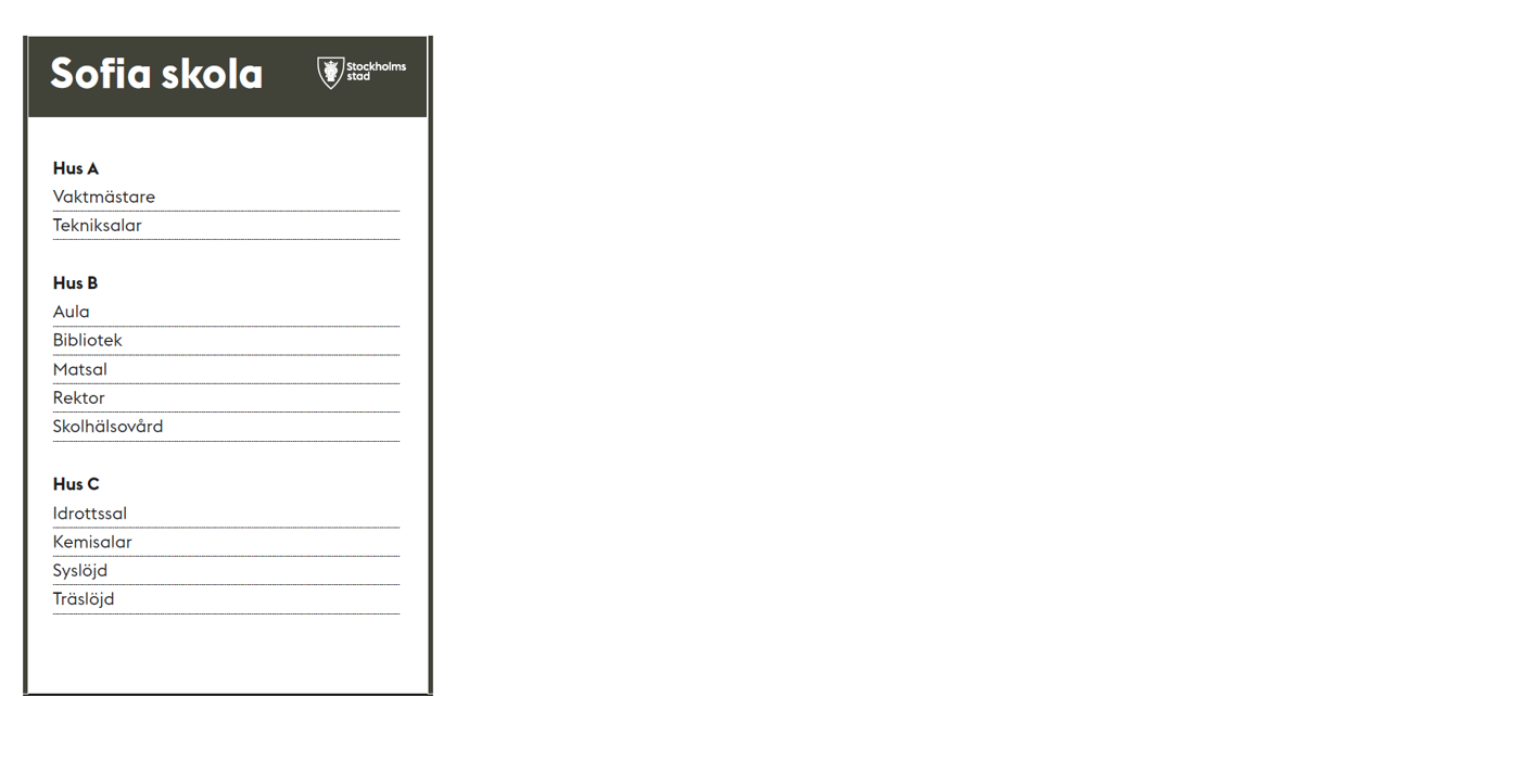 Interiöra skyltar - Stockholms stad