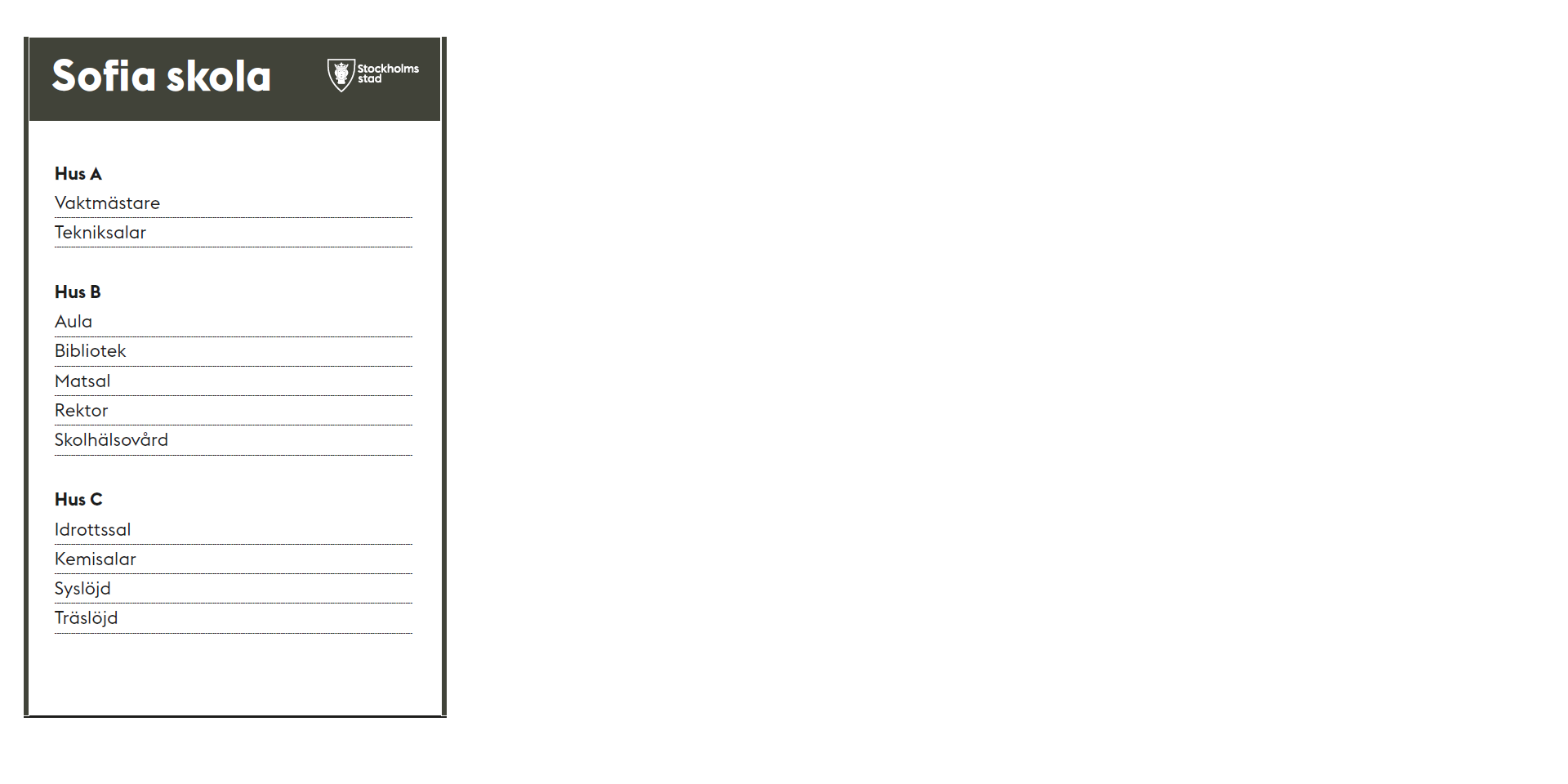 Interiöra skyltar - Stockholms stad